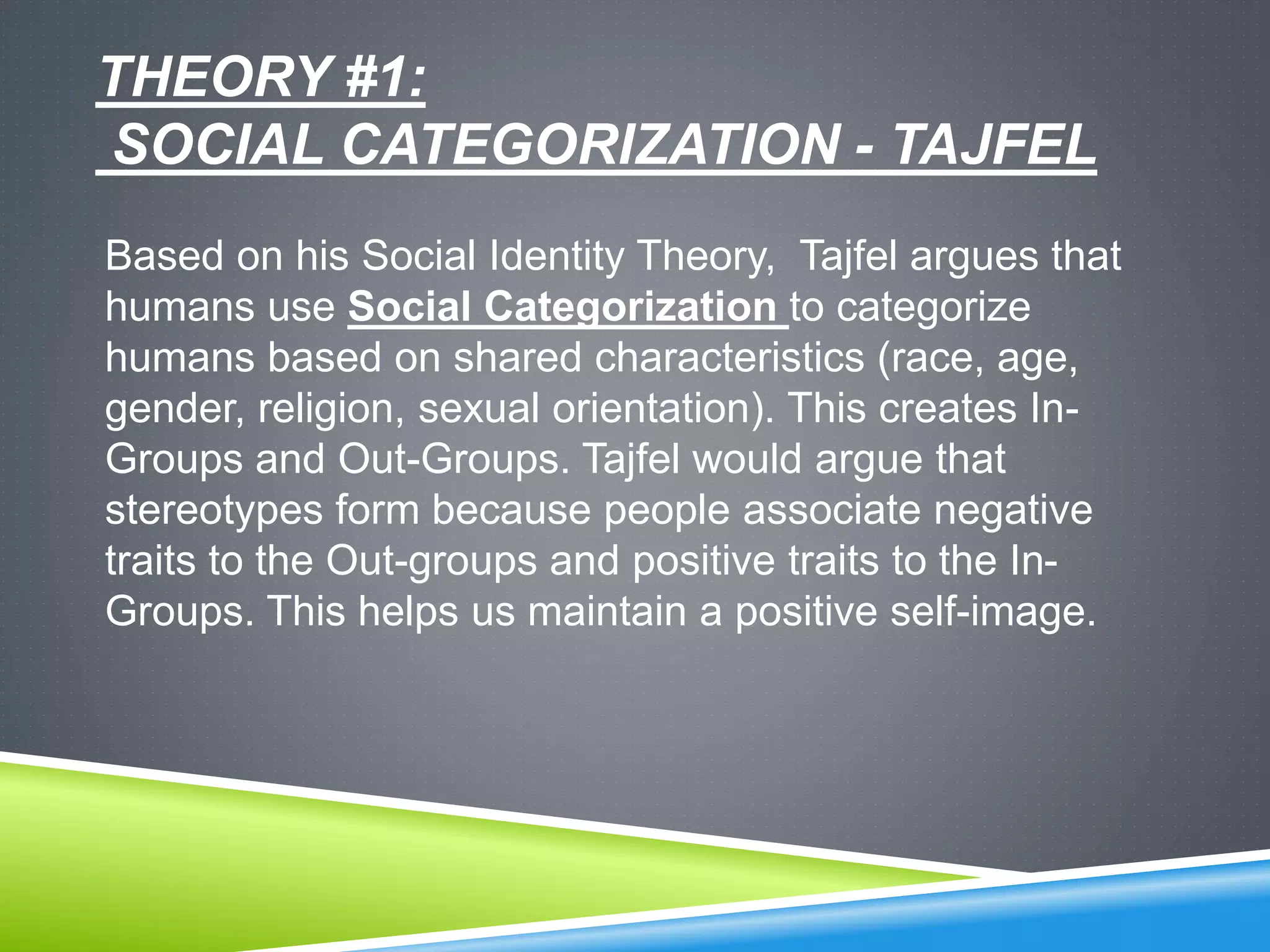 Social Identity Theory & Stereotypes | PPT