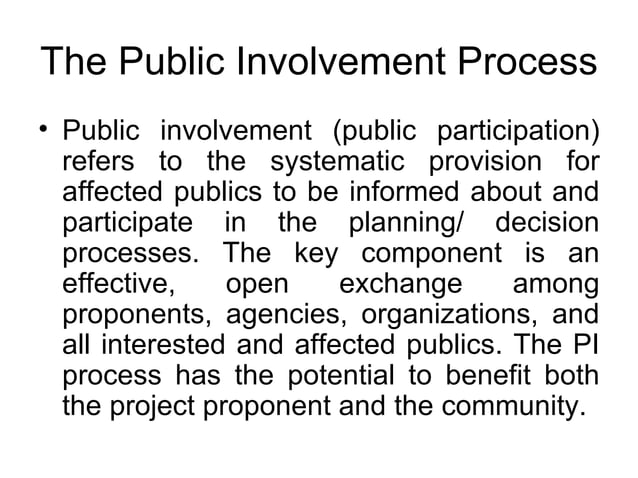 Social impact assessment and the public involvement process | PPT | Science