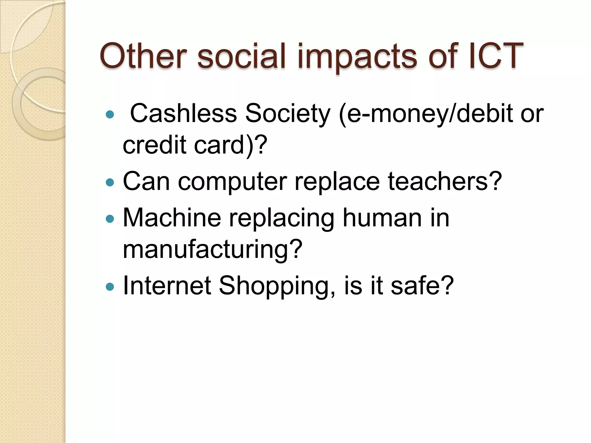 CHAP 4 - SOCIAL IMPACT OF ICT | PPTX