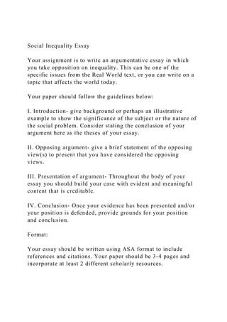 Social Inequality EssayYour assignment is to write an argument.docx ...