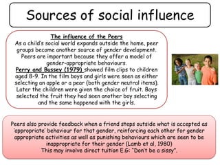 Gender: Social influences on gender role A2 | PPTX