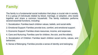 Social Institution Notes in detailed for students | PPTX