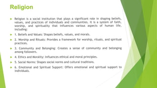 Social Institution Notes in detailed for students | PPTX