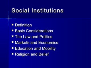Social institutions ( Sociology ) | PPT