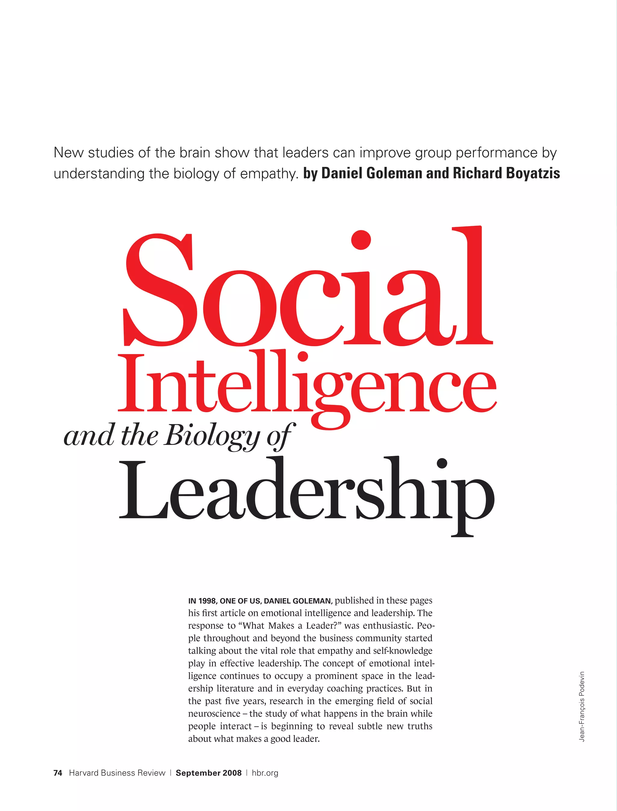 Social Intelligence And The Biology Of Leadership (Dragged) | PDF | Biological Sciences | Science