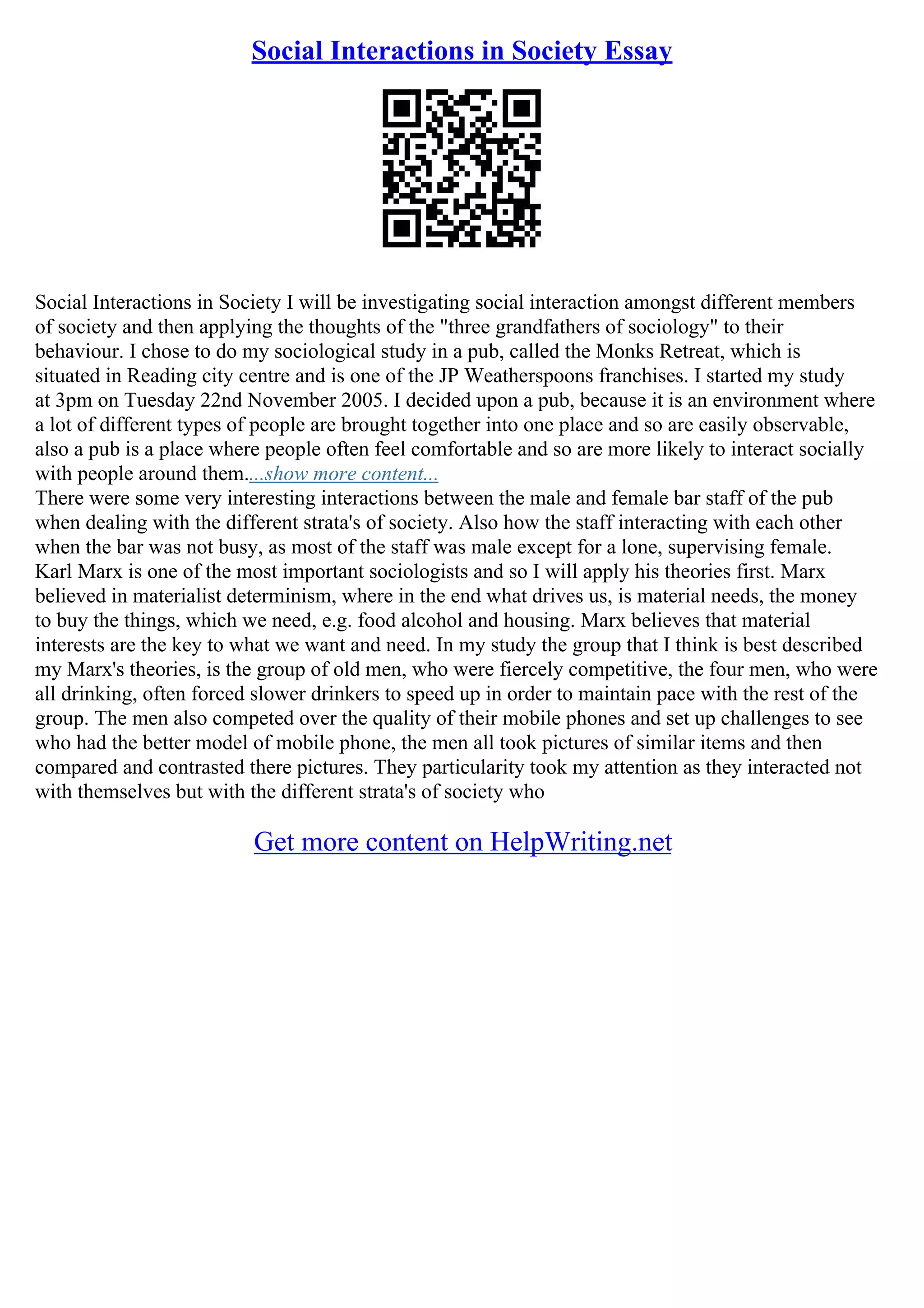 Social Interaction Essay | PDF
