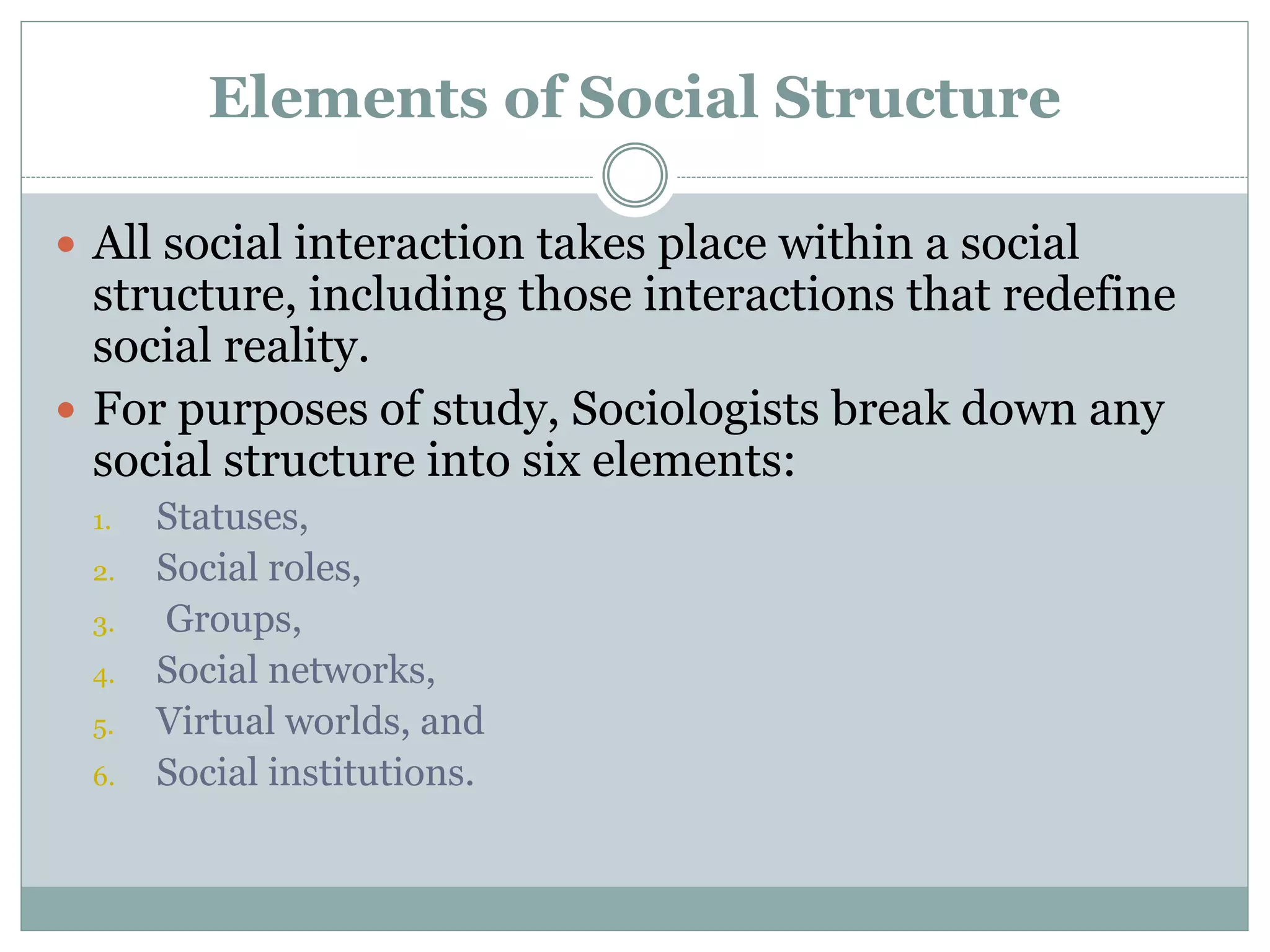 Social interaction, groups, and social structure | PPTX