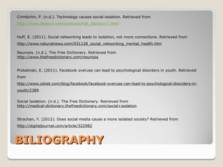 Social Isolation & Neurosis | PPT | Social Networking | Internet
