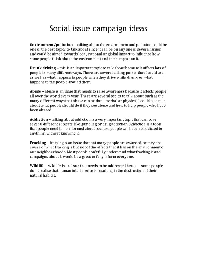 Social issue campaign ideas | PDF
