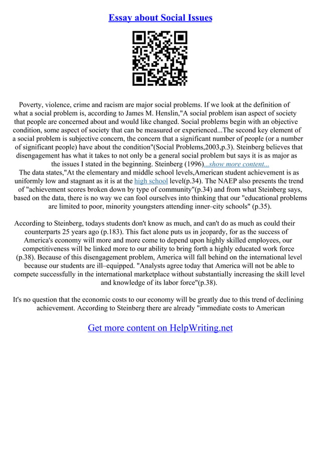 Social Issue Essay | PDF