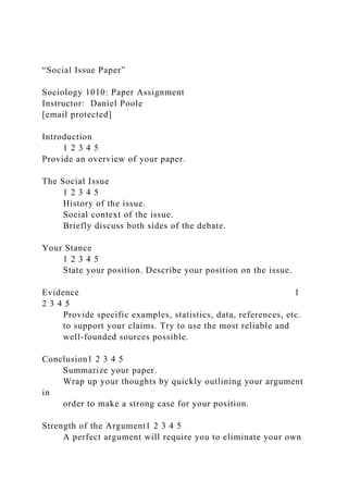 Social Issue Paper”Sociology 1010 Paper Assignment Instruc.docx