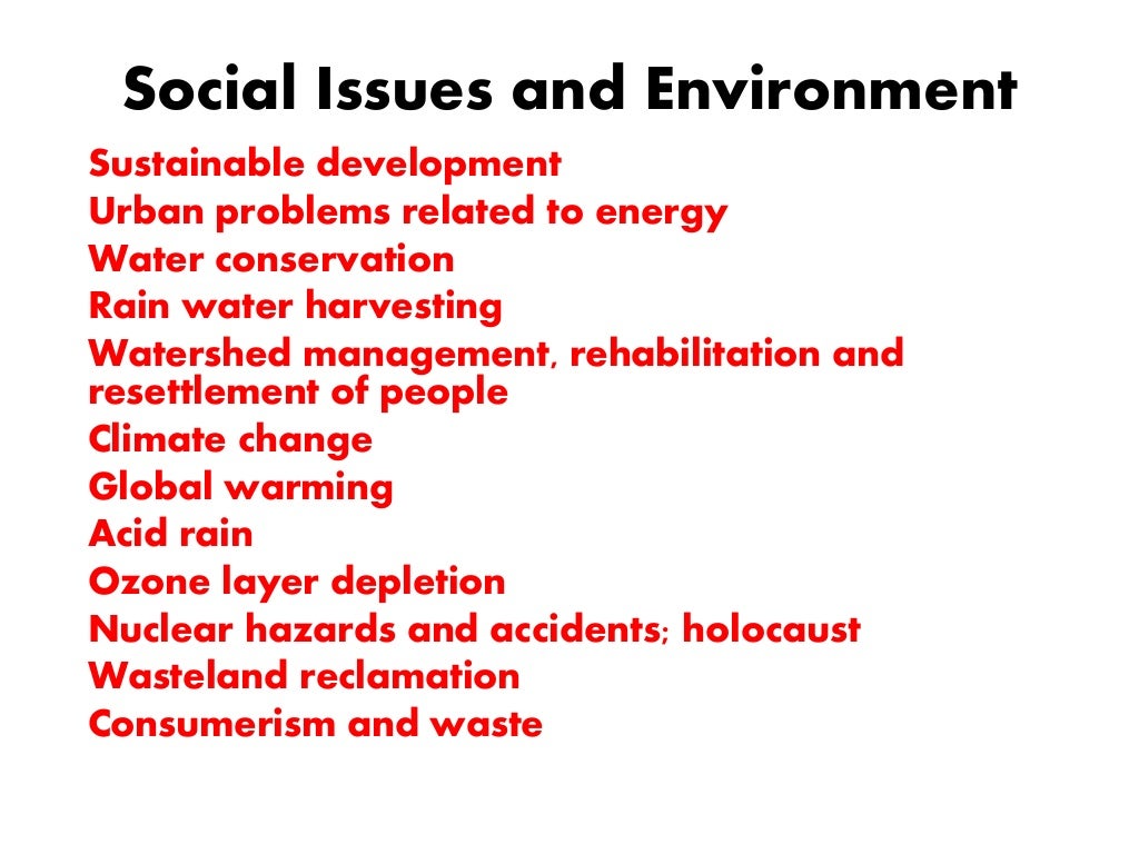 Social issues and environment