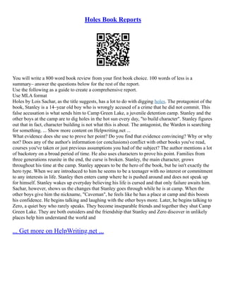 Holes The Book Summary