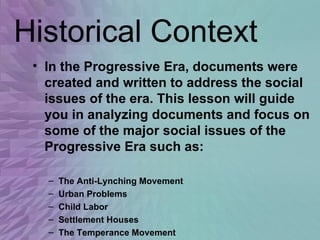 Social Issues Of The Progressive Movement | PPT