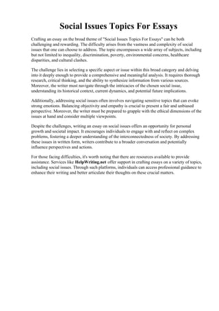 Social Issues Topics For Essays.pdf