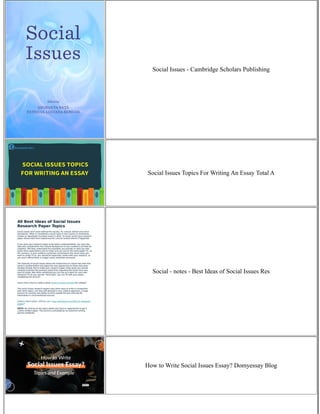 Social Issues To Write A Research Paper On | PDF
