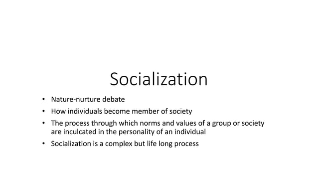Socialization in sociology(how people learn norms and values).pptx ...