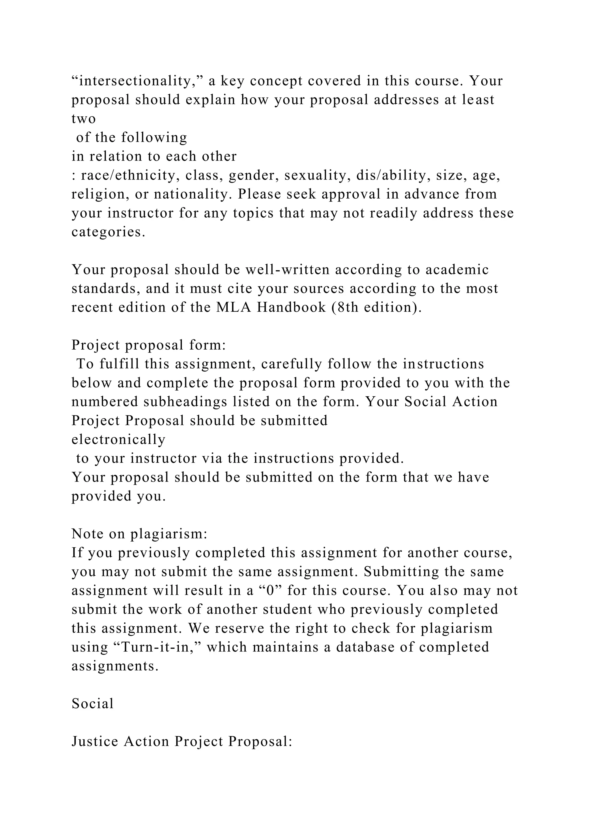 Social Justice Action Project ProposalPurpose This assign.docx ...