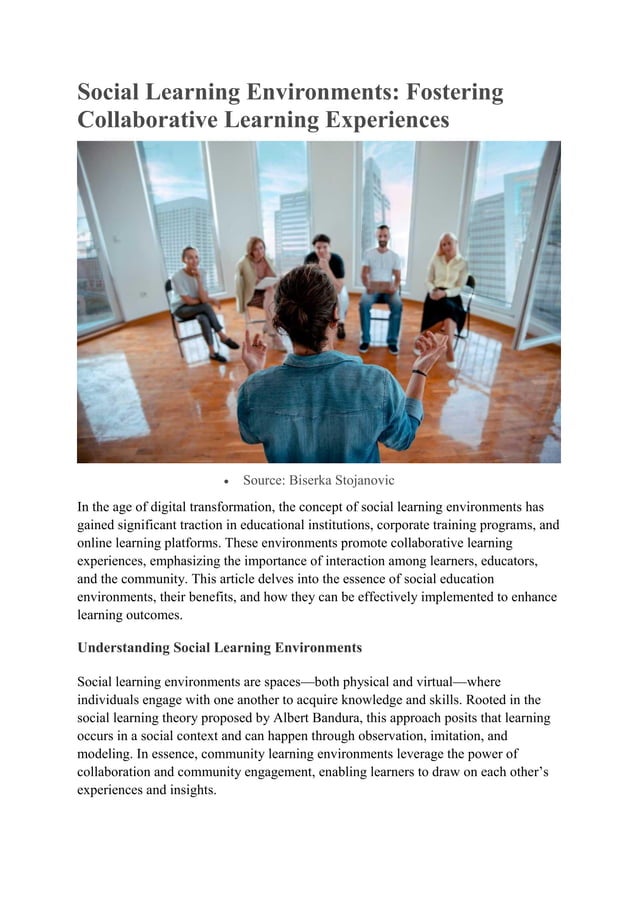 5 Benefits of Social Learning Environments | Visionary CIOs | PDF