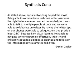 Social learning synthesis | PPTX | Social Networking | Internet