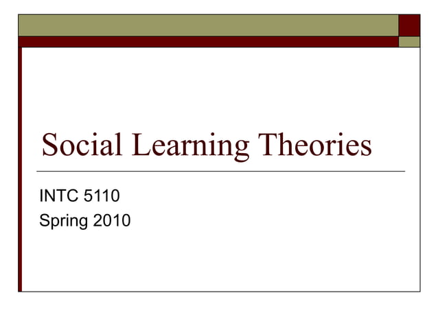 Social learning theories | PPT Social learning theories | PPT