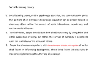 Social learning theories - Personalities theories | PPTX
