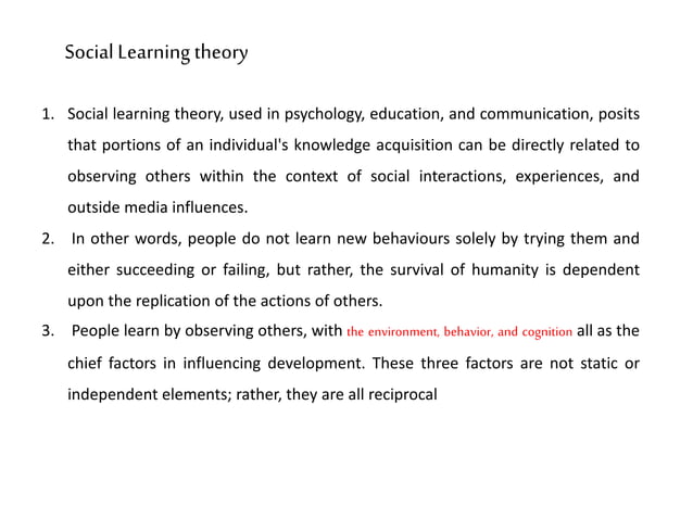 Social learning theories - Personalities theories | PPTX