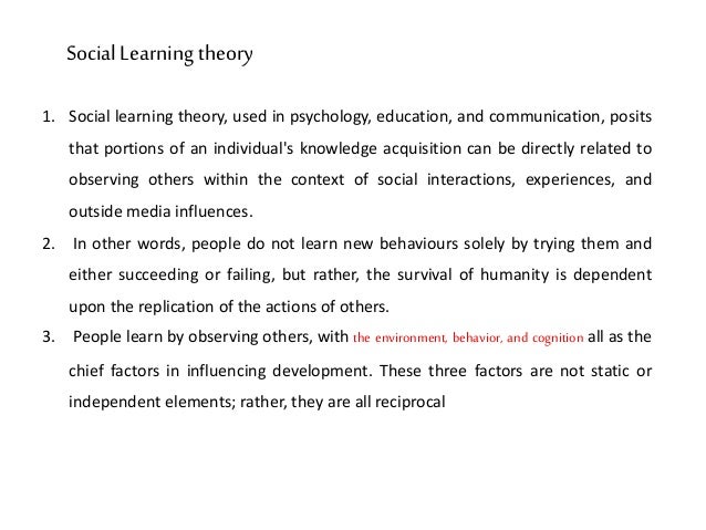 Social learning theories - Personalities theories