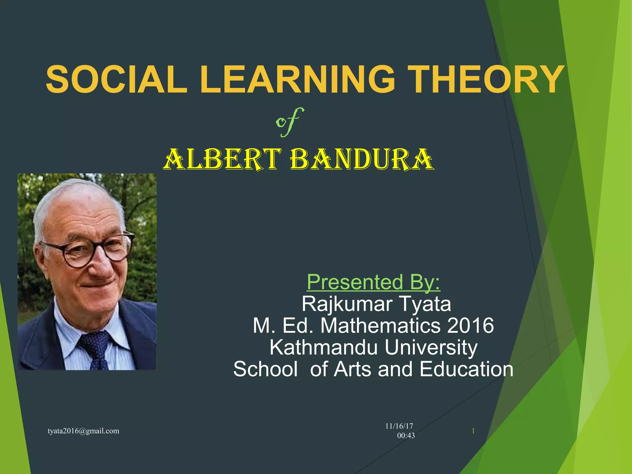 Social learning theory (Albert Bandura) | PPT
