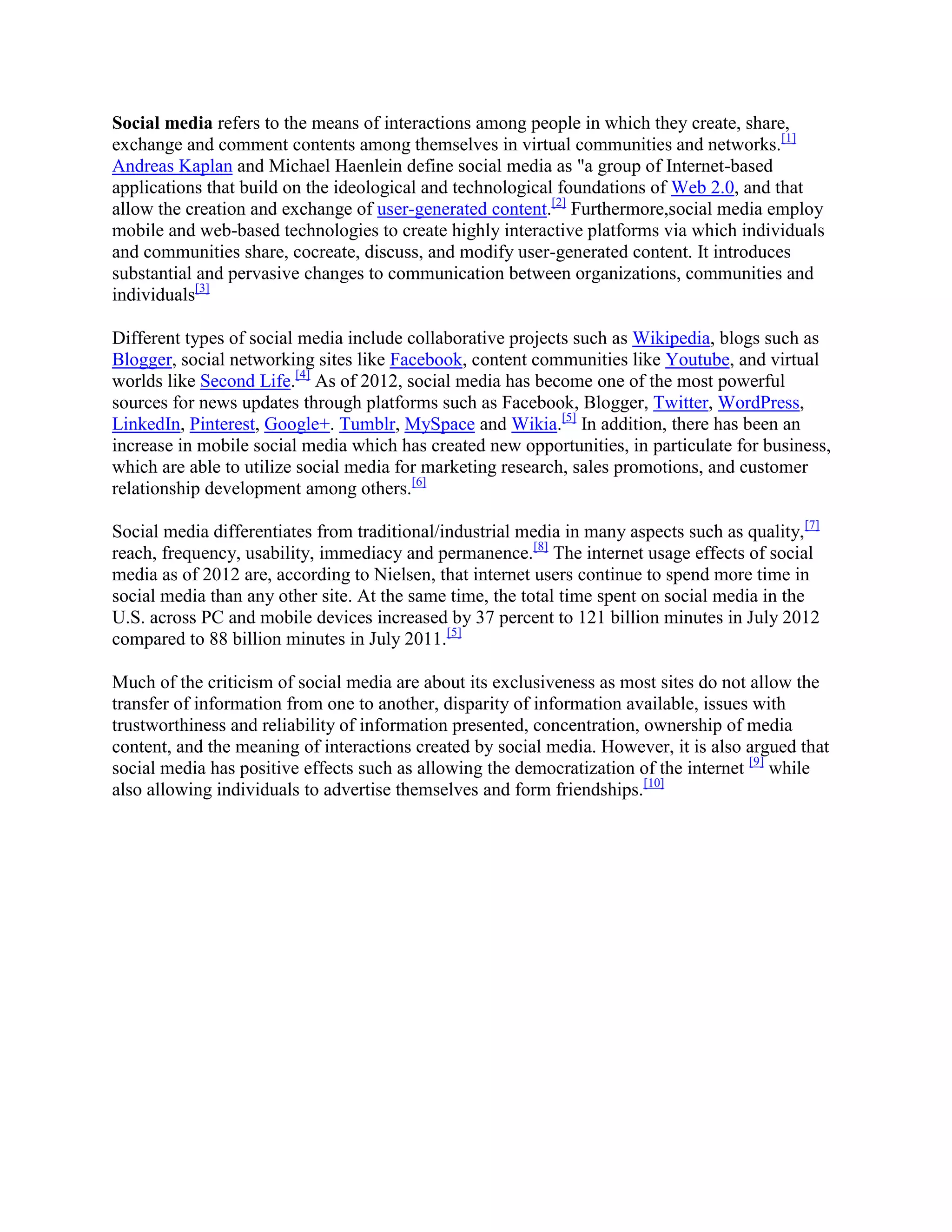 Social media | DOCX | Social Networking | Internet