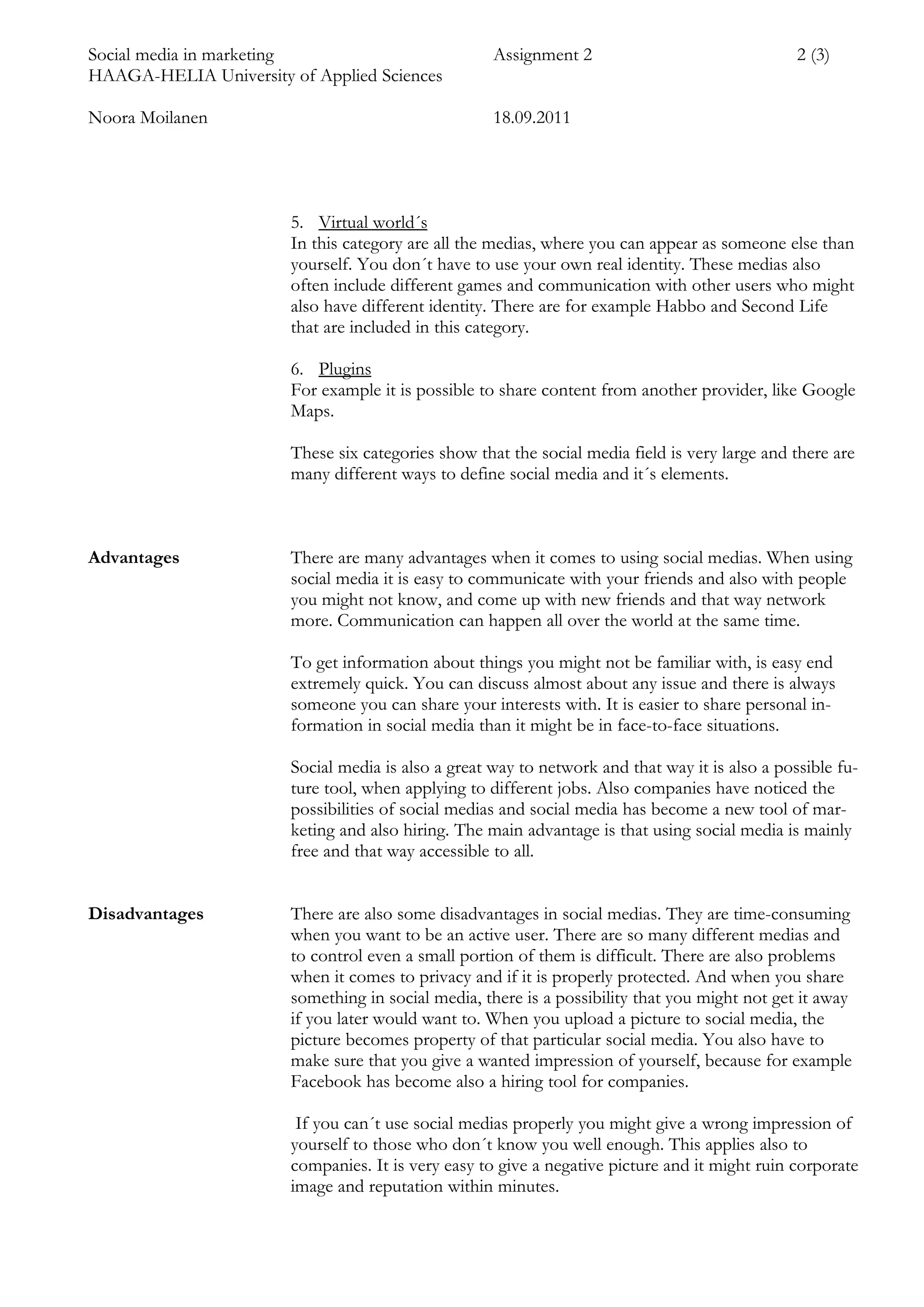 Social media marketing; Assignment 2 | DOC