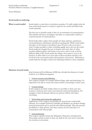 Social media marketing; Assignment 2 | DOC
