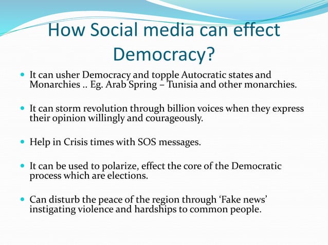Social media and democracy | PPTX | Social Networking | Internet