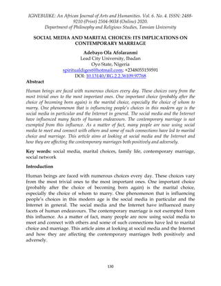 Social media and marital choices | PDF
