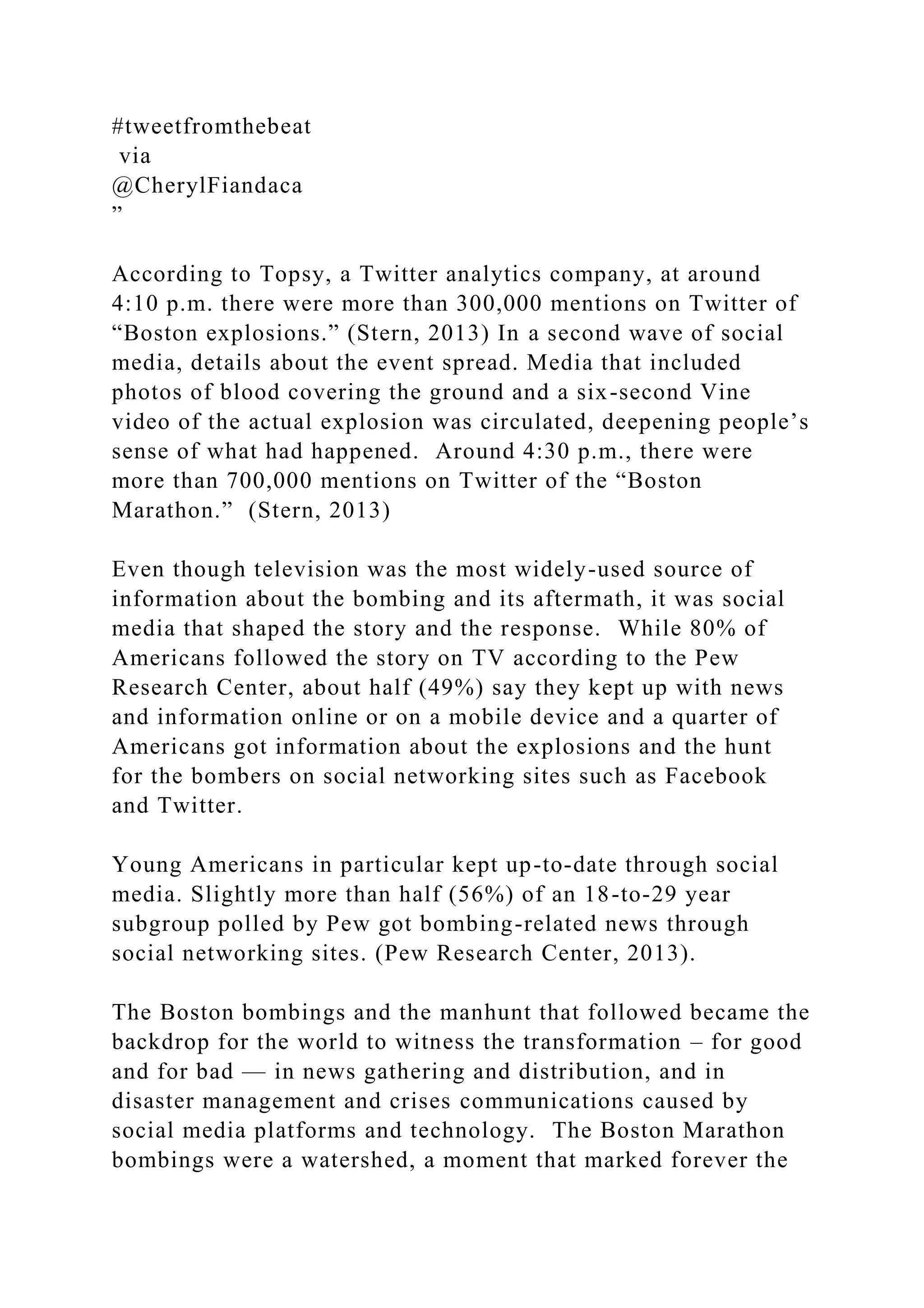 Social Media and the Boston Marathon Bombings A Case StudyB.docx