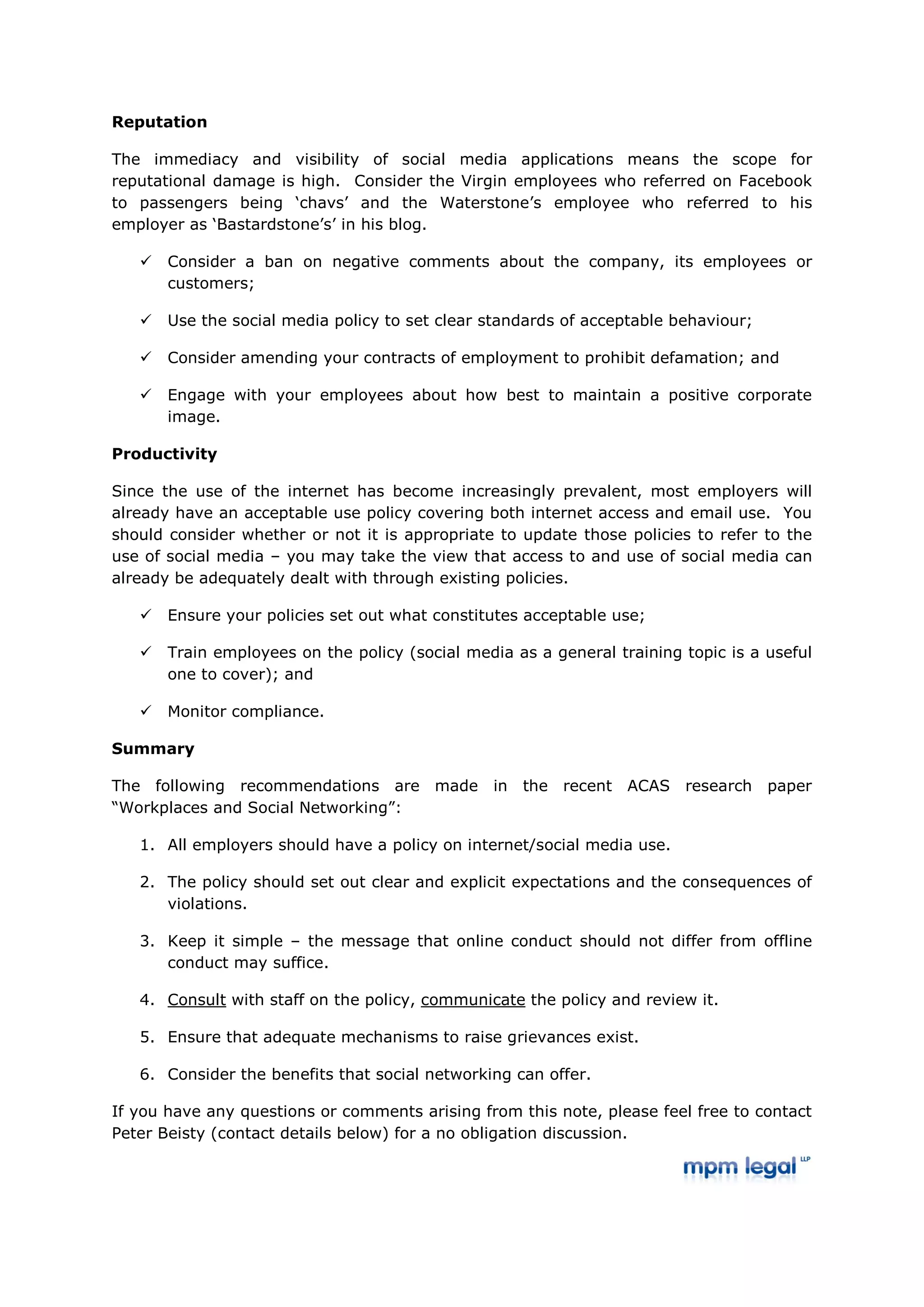 Social Media And The Workplace February 2012 | PDF