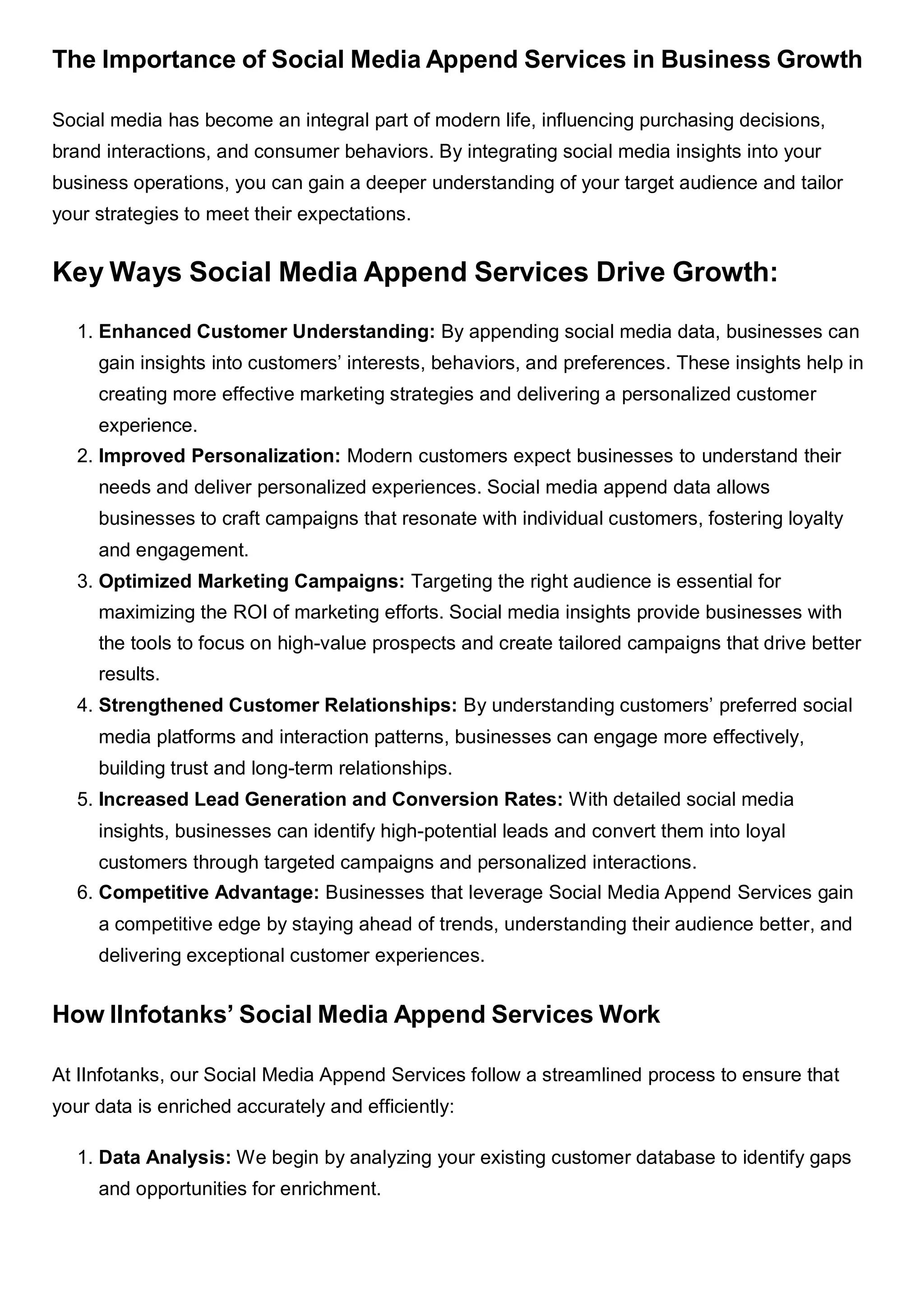 Power of Social Media Append Services for Growth | PDF