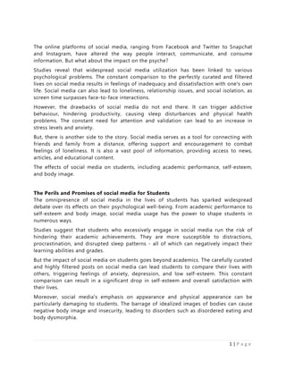 Social Media a Revolutionary Tool with Psychological Impact | PDF