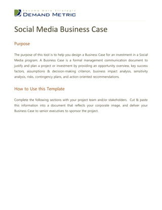 Social Media Business Case | PDF