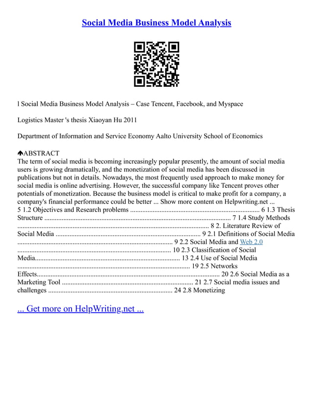 Social Media Business Model Analysis | PDF