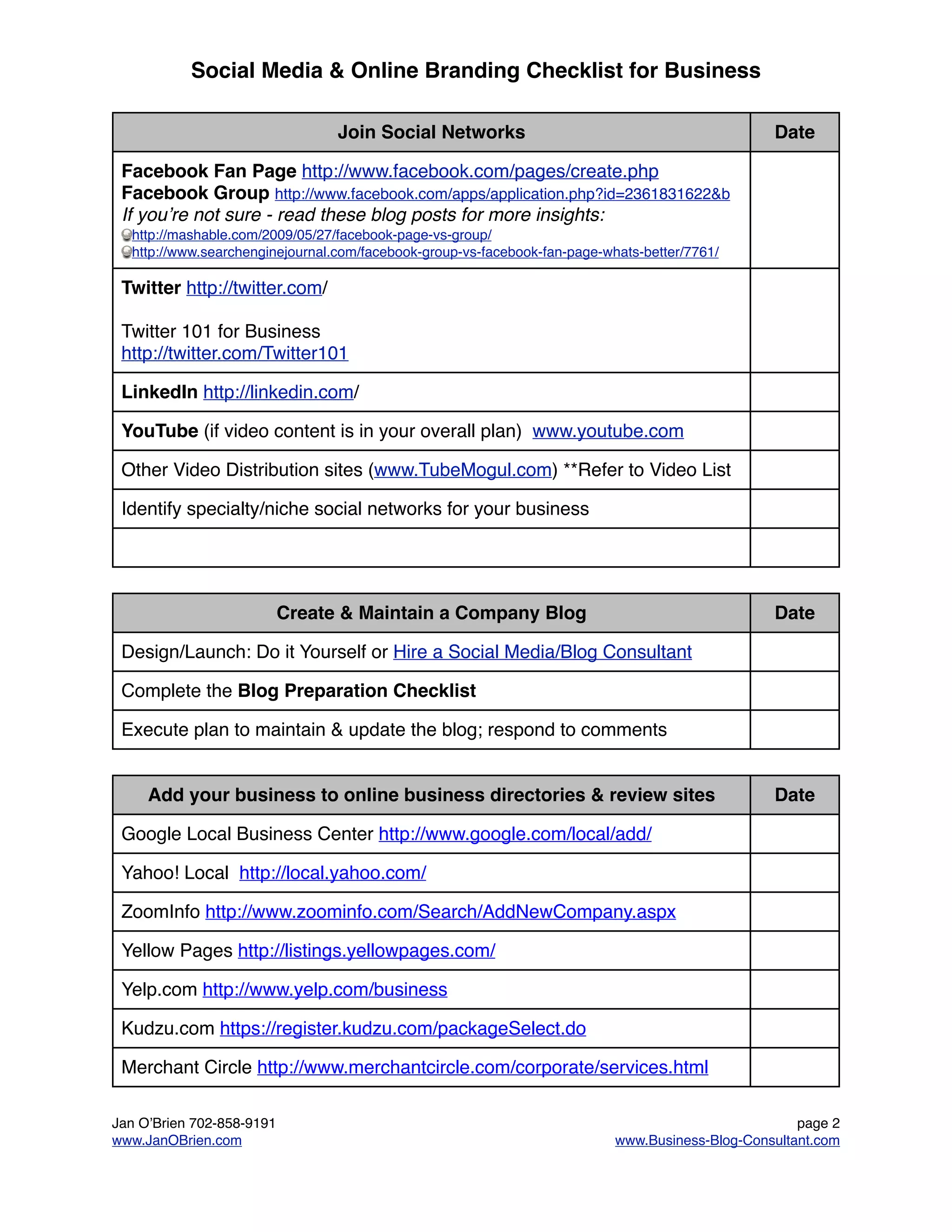 Social Media Checklist for Business - Real Estate | PDF