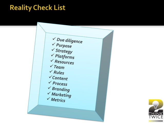 Social Media - Reality Check List | PPT