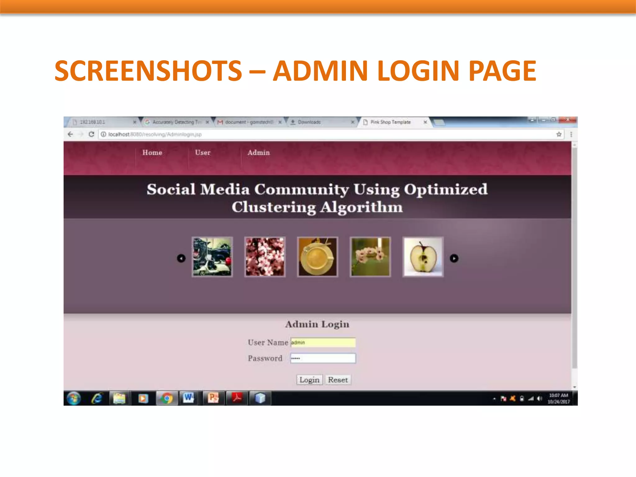 M.Tech Project Social media community using optimized algorithm by M. Gomathi / Lecturer | PPTX
