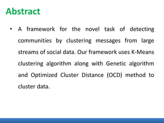 Social media community using optimized algorithm by M. Gomathi ...