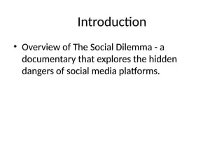 Social Media Dangers based on the Netflix's Social Dilemma | PPTX