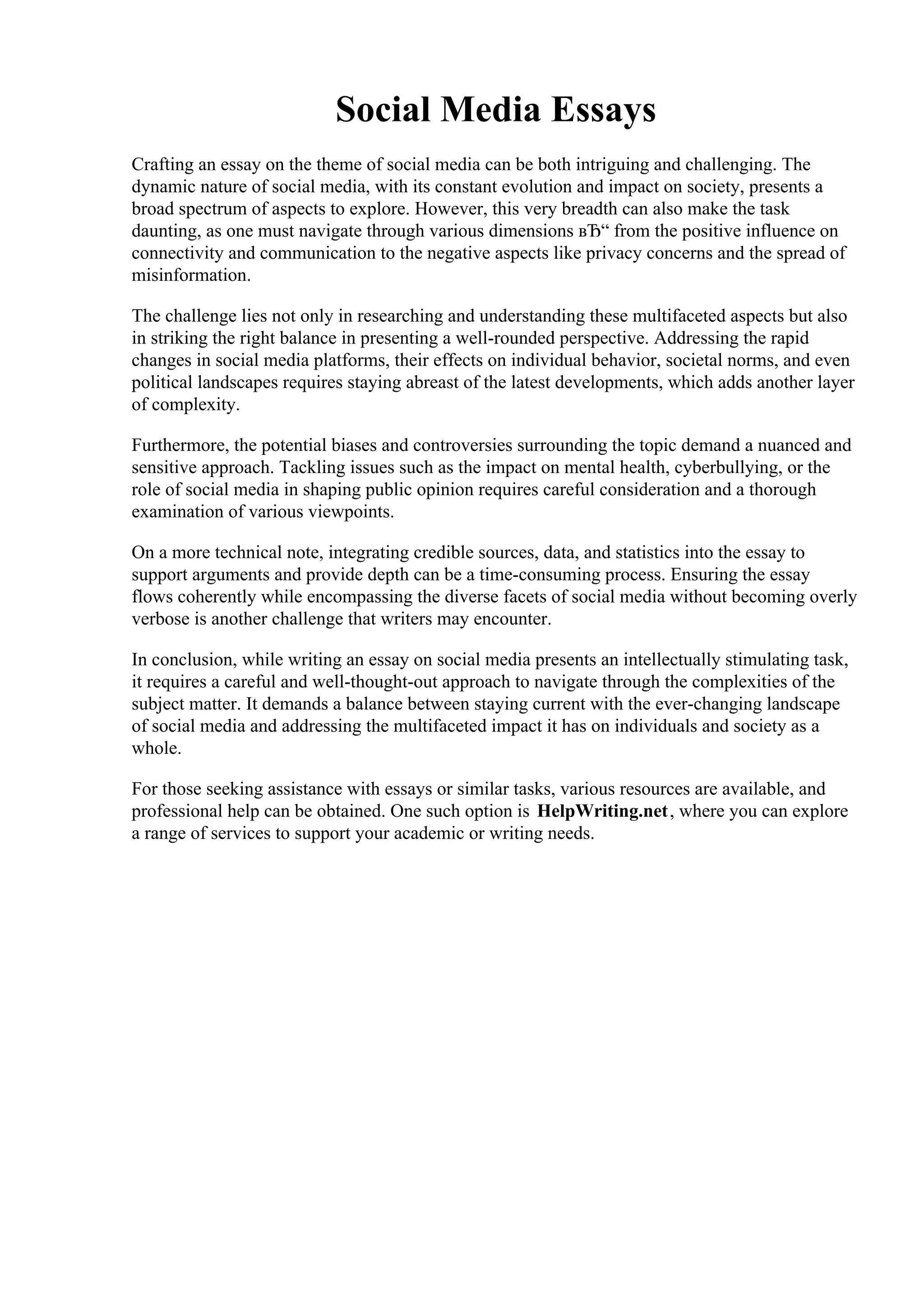 Social Media Essays. Social networking sites advantages and ...