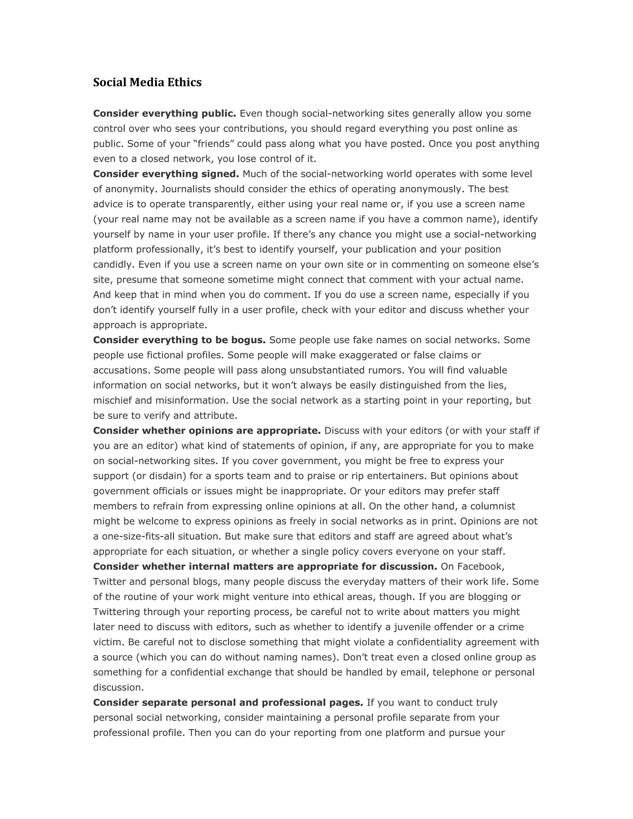 Social media ethics | PDF