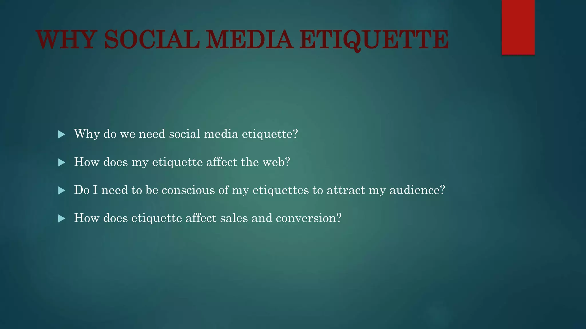 Social Media Etiquette (organisational) | PPTX