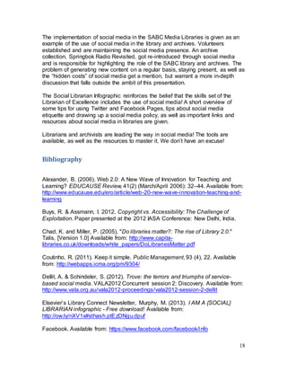Social Media for Libraries - Presentation paper Karen du Toit Bekti Mulatiningsih - 26-9-2013 | PDF