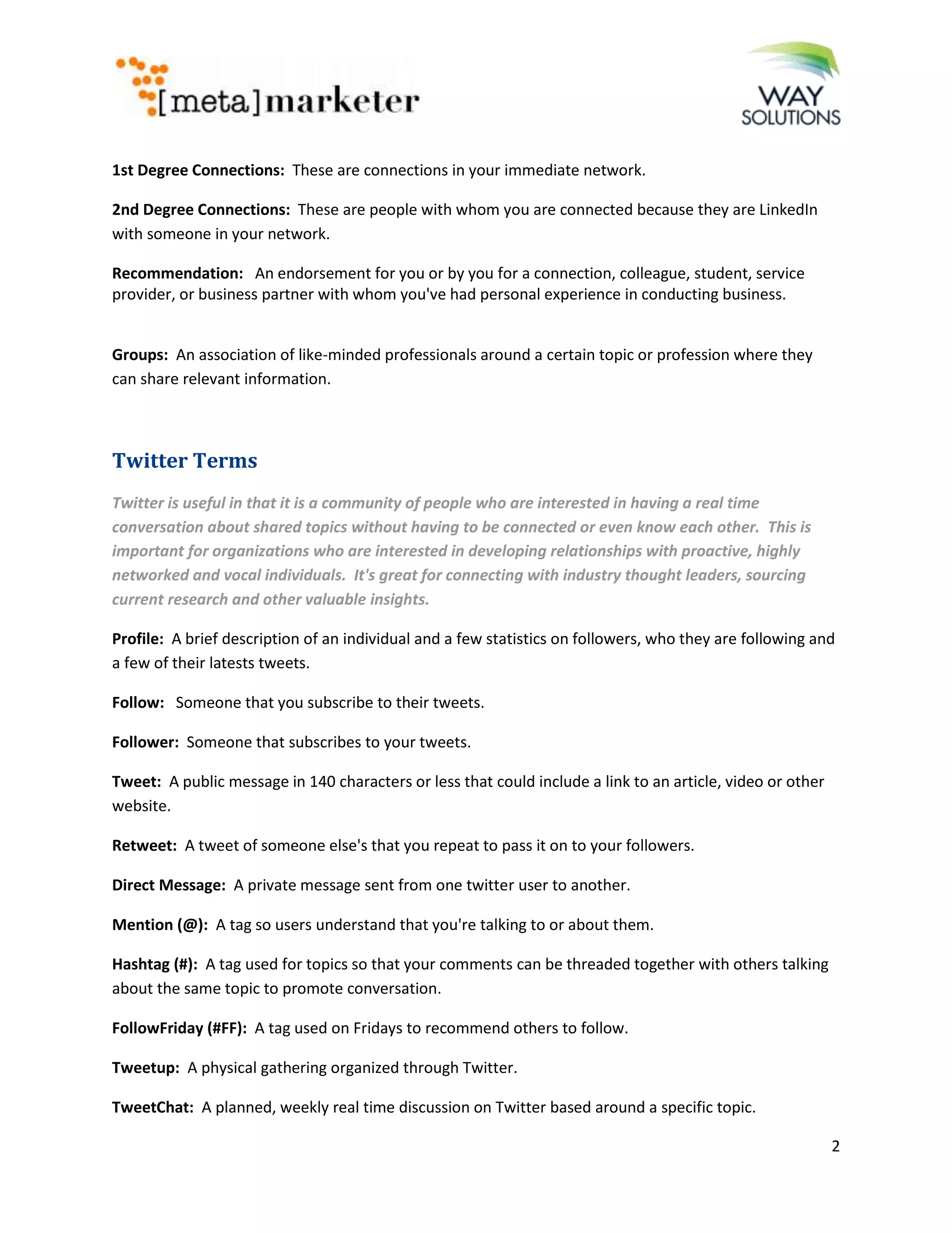 Social Media Glossary of Terms | DOCX